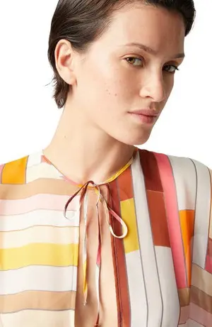 Missoni Long Cover-up Dress In Printed Silk With Long Sleeves - Multicoloured