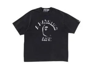 A BATHING APE Garment Dye Spray Print College Relaxed Fit Tee Shirt