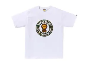 A BATHING APE 1st Camo Milo Busy Works Tee Shirt - White/green
