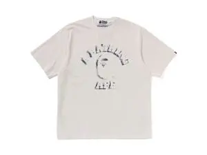 A BATHING APE Garment Dye Spray Print College Relaxed Fit Tee Shirt - Ivory