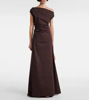 Staud Phare One-shoulder Cotton Maxi Dress - Brown
