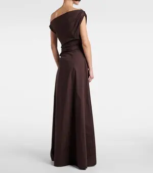 Staud Phare One-shoulder Cotton Maxi Dress - Brown