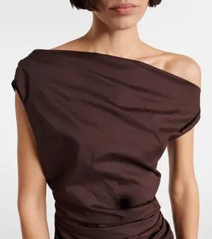 Staud Phare One-shoulder Cotton Maxi Dress - Brown