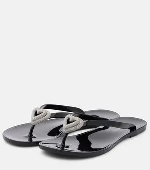Mach & Mach Double Heart Sandals - Black