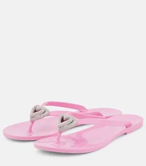 Mach & Mach Double Heart Embellished Thong Sandals
