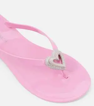 Mach & Mach Double Heart Embellished Thong Sandals