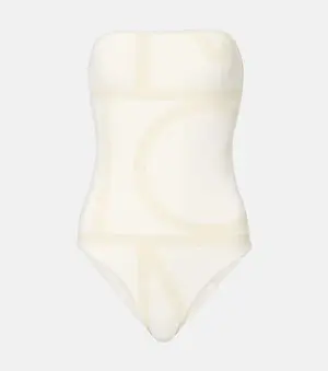 White Strapless One Piece Swimsuits