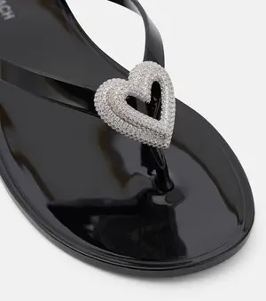 Mach & Mach Double Heart Embellished Thong Sandals - Black