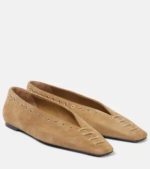 TOTEME Suede Ballet Flats - Beige