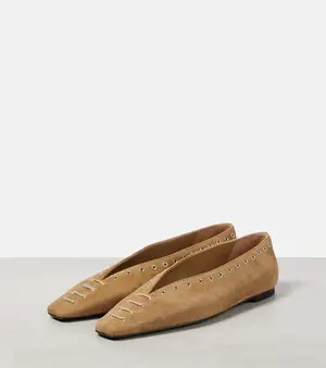 TOTEME Suede Ballet Flats - Beige