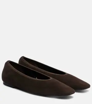 TOTEME Suede Ballet Flats - Brown