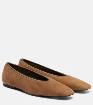 TOTEME Suede Ballet Flats - Brown