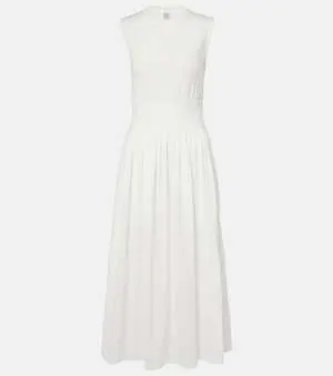 TOTEME Cotton Jersey Midi Dress - White