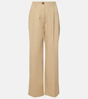 TOTEME Cotton Wide-leg Trousers - Beige
