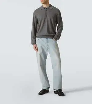 THE ROW Judi Cashmere Polo Sweater - Grey