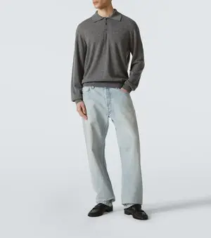 THE ROW Judi Cashmere Polo Sweater - Grey