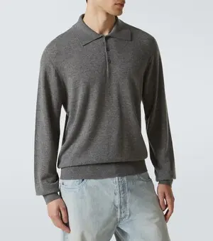 THE ROW Judi Cashmere Polo Sweater - Grey