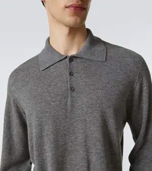 THE ROW Judi Cashmere Polo Sweater - Grey