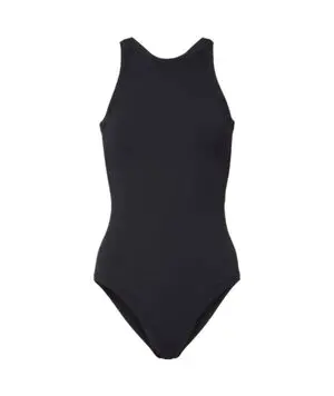 TOTEME Curved Ribbed-knit Jersey Swimsuit - Black
