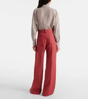 Brunello Cucinelli Hemp And Linen Wide-leg Trousers