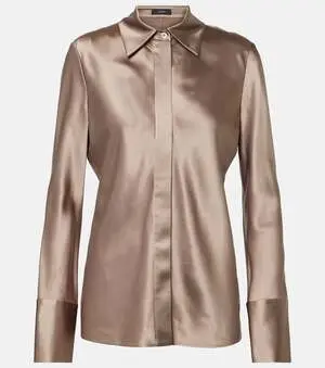 JOSEPH Brunel Silk Satin Blouse - Neutrals