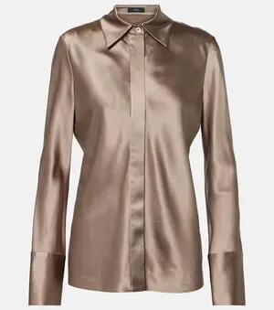 JOSEPH Brunel Silk Satin Blouse - Neutrals