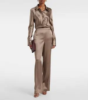 JOSEPH Brunel Silk Satin Blouse - Neutrals