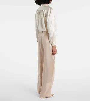 JOSEPH Corto Paneled Silk Satin Pants