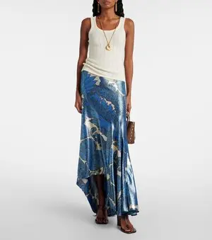 Etro Printed Lamé Maxi Skirt