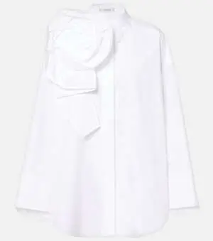 Dorothee Schumacher Floral Appliqué Cotton-blend Poplin Shirt - White