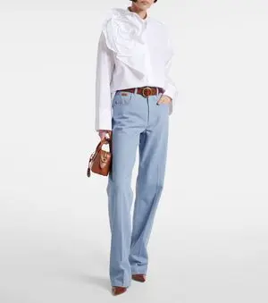 Dorothee Schumacher Floral Appliqué Cotton-blend Poplin Shirt - White