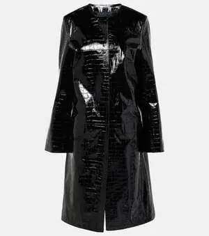 TOTEME Croc-effect Embossed Leather Coat