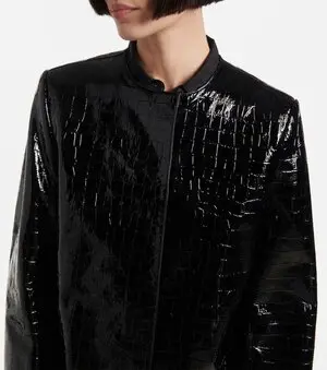 TOTEME Croc-effect Embossed Leather Coat