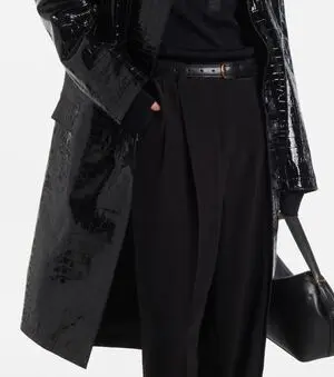 TOTEME Croc-effect Embossed Leather Coat