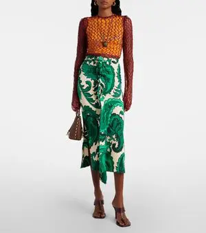 Etro Open-knit Sweater And Printed Crop Top Set