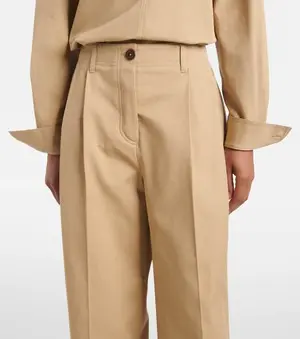 TOTEME Cotton Wide-leg Trousers - Beige