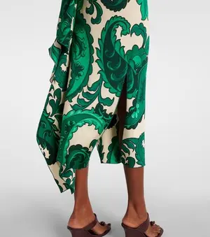 Etro Paisley Ruffled Midi Skirt - Green