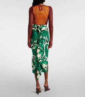Etro Paisley Ruffled Midi Skirt - Green