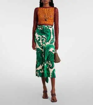 Etro Paisley Ruffled Midi Skirt - Green