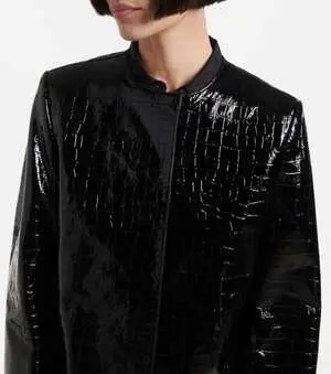TOTEME Croc-effect Embossed Leather Coat