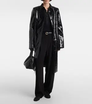 TOTEME Croc-effect Embossed Leather Coat