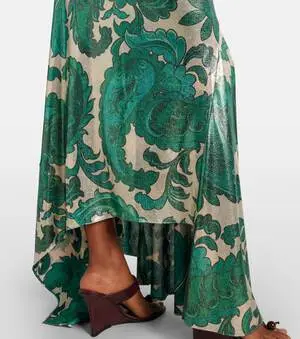 Etro Paisley Open-back Lame Maxi Dress - Green