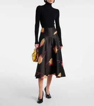 La DoubleJ Milano Jacquard Satin Midi Skirt