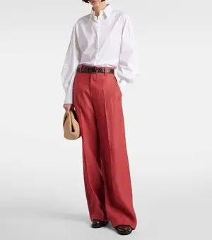 Brunello Cucinelli Wide-leg Hemp And Linen Trousers
