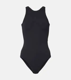 TOTEME Curved Ribbed-knit Jersey Swimsuit - Black