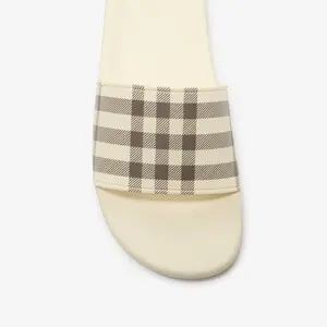 Burberry Check Print Slides - Light Beige