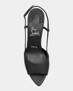 CHRISTIAN LOUBOUTIN 80mm Miss Z Leather Slingback Sandals - Black
