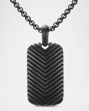 David Yurman Chevron Tag Enhancer In Titanium - Black Titan