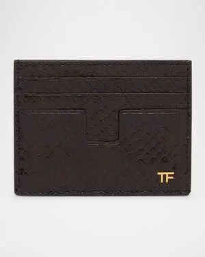 TOM FORD T Line Python-effect Card Holder - Ebony