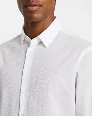 Giorgio Armani Apos;s Solid Seersucker Sport Shirt - White